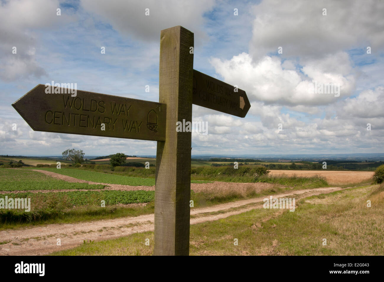 footpath signs on the Wolds Way and Centenary Way nr Malton, North ...