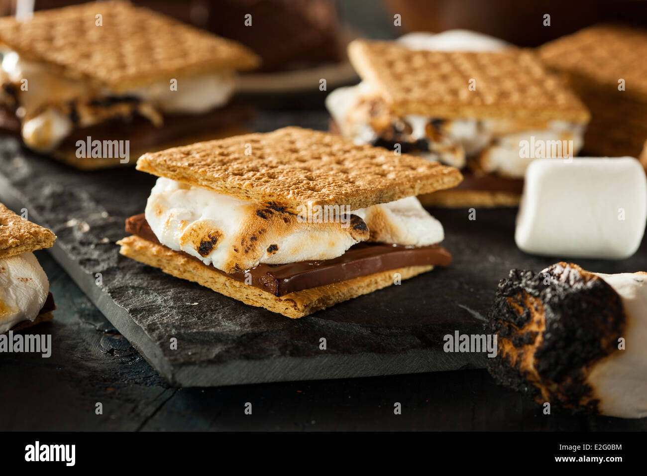 Homemade S'mores with Marshmallows Chocolate and Graham Crackers Stock ...