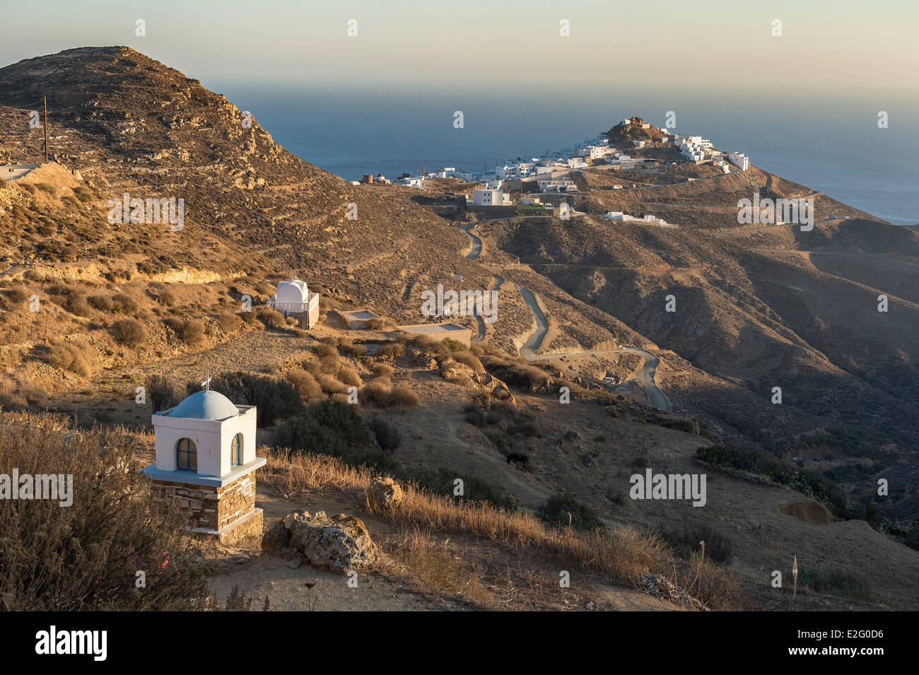 Greece Cyclades Islands Anafi Island chapels in the countryside and ...