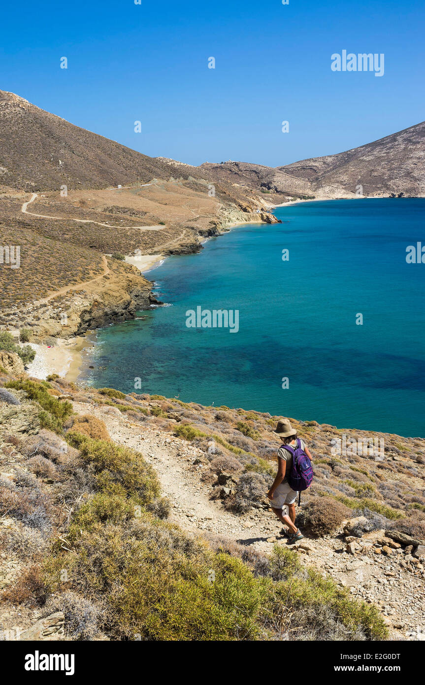 Greece Cyclades Islands Anafi Island hiking on the south coast Stock ...