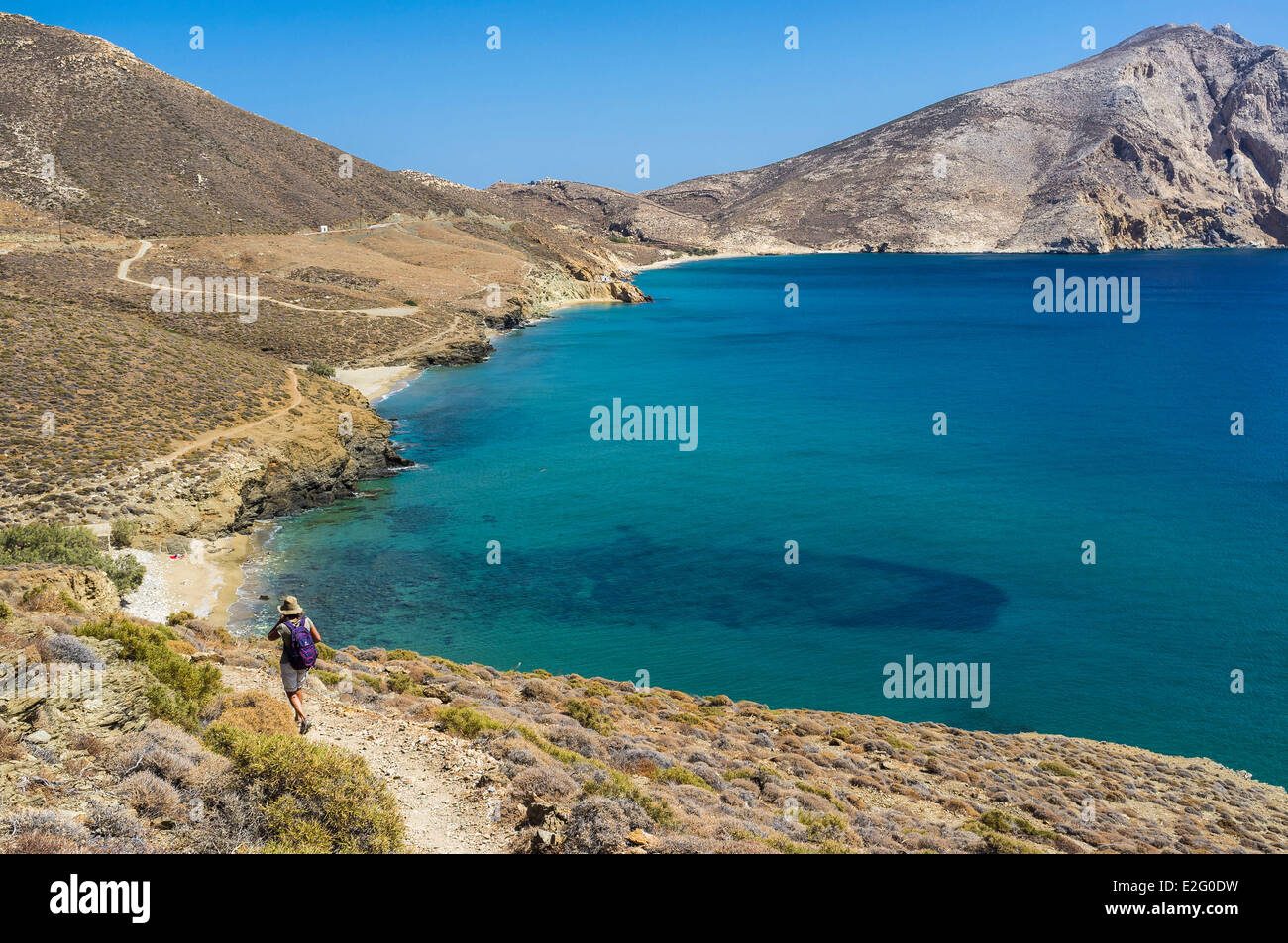 Greece Cyclades Islands Anafi Island hiking on the south coast Kalamos ...