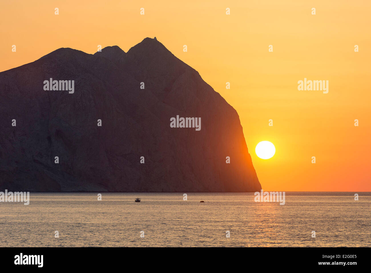 Greece Cyclades Islands Anafi Island the monolithic rock of Kalamos at ...