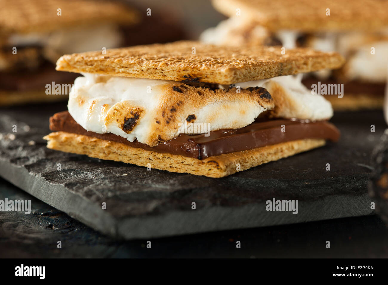 Homemade S'mores with Marshmallows Chocolate and Graham Crackers Stock ...