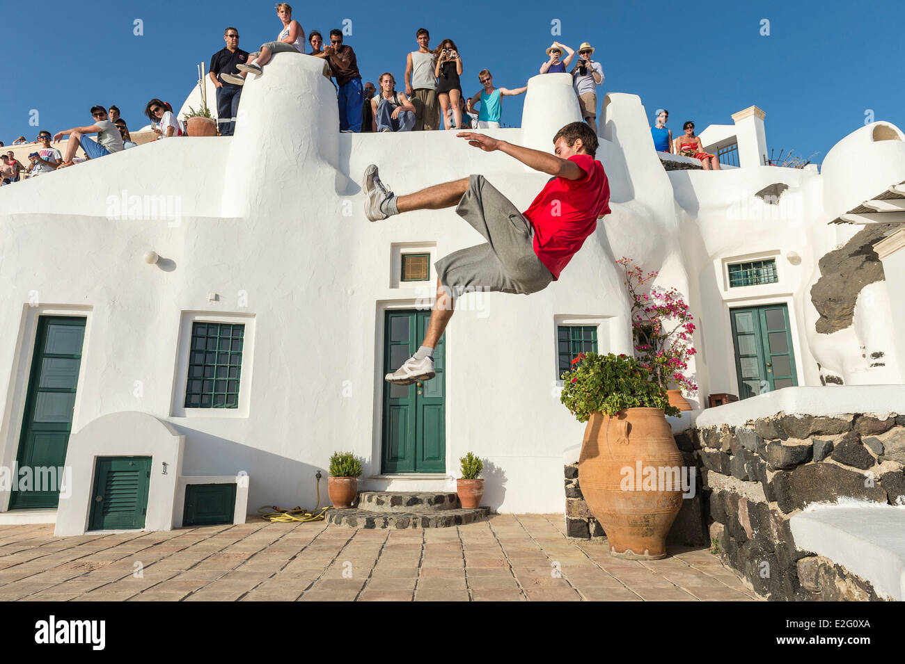 Greece Cyclades Islands Santorini Island (Thira) free running ...