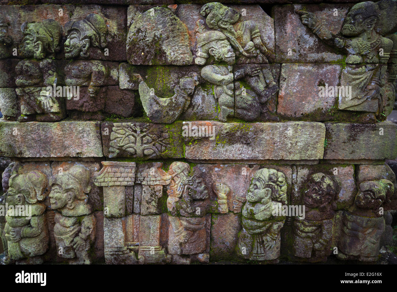 Indonesia Java Karangpandan Candi Sukuh bas relief Stock Photo - Alamy