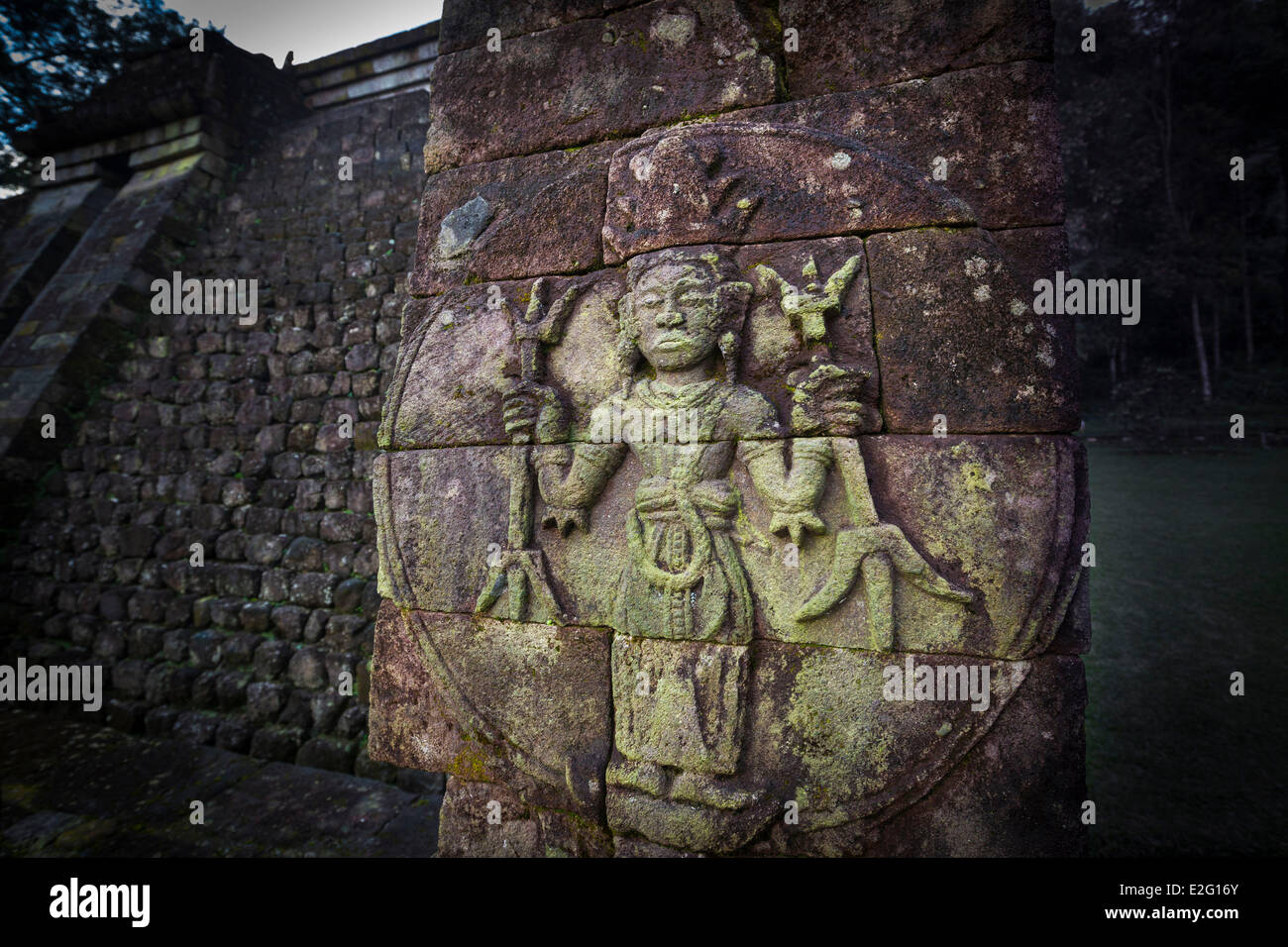 Indonesia Java Karangpandan Candi Sukuh bas relief Stock Photo - Alamy