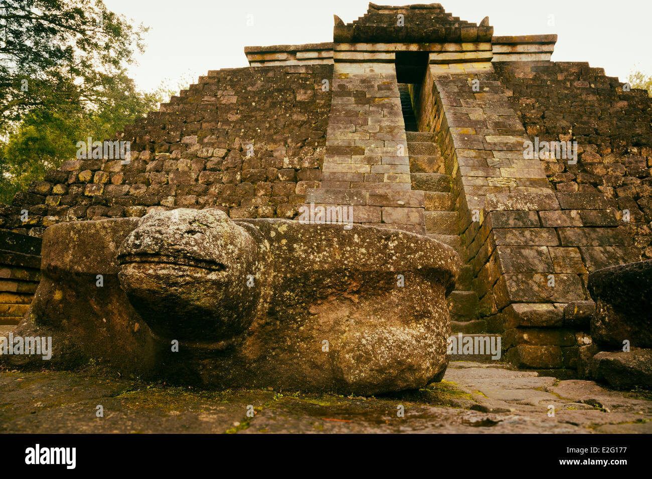 Indonesia Java Karangpandan Candi Sukuh front view of the main monument ...