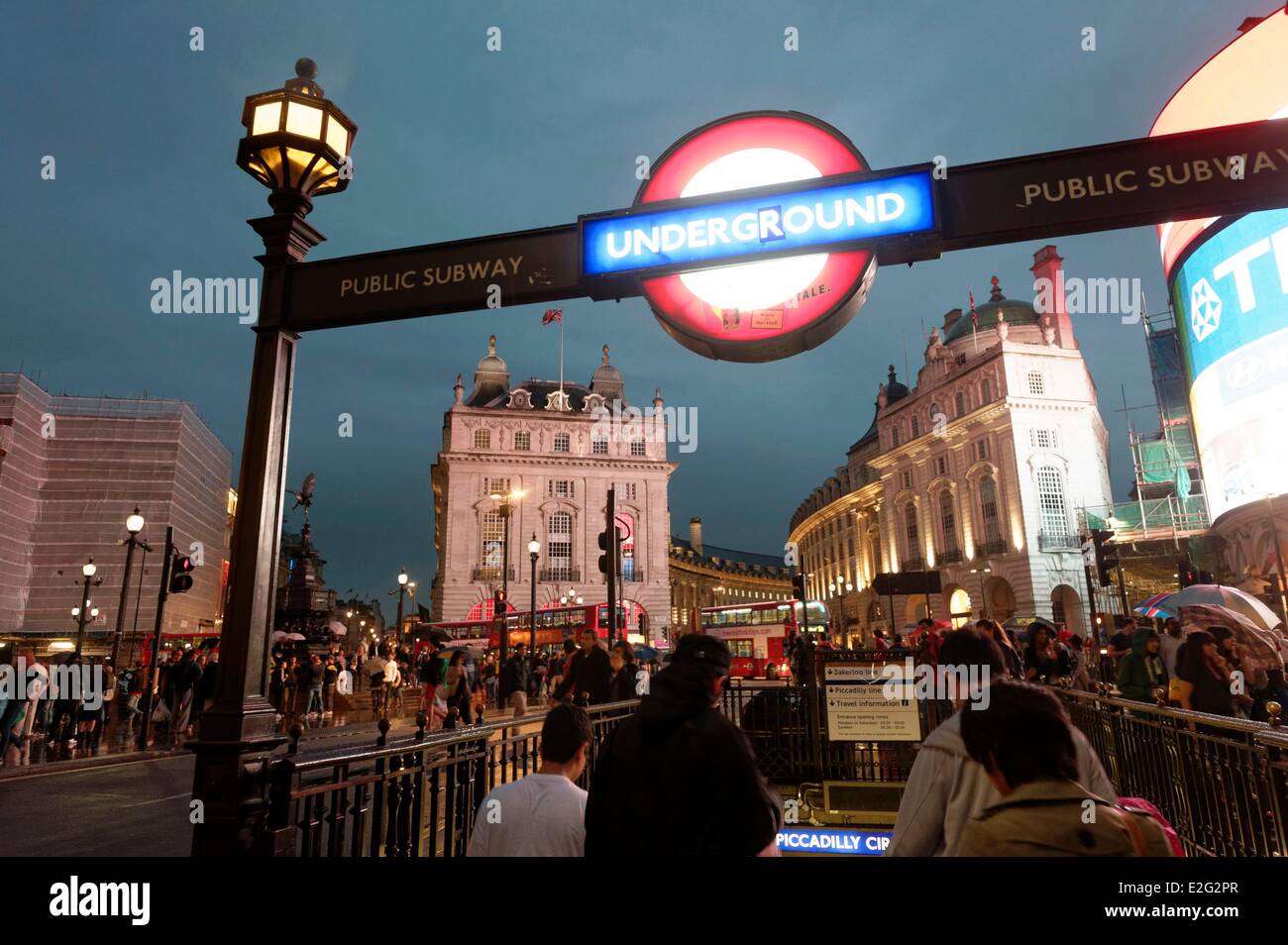 United Kingdom London Piccadilly Circus Subway Station (Underground) entrance (the logo ½ ...
