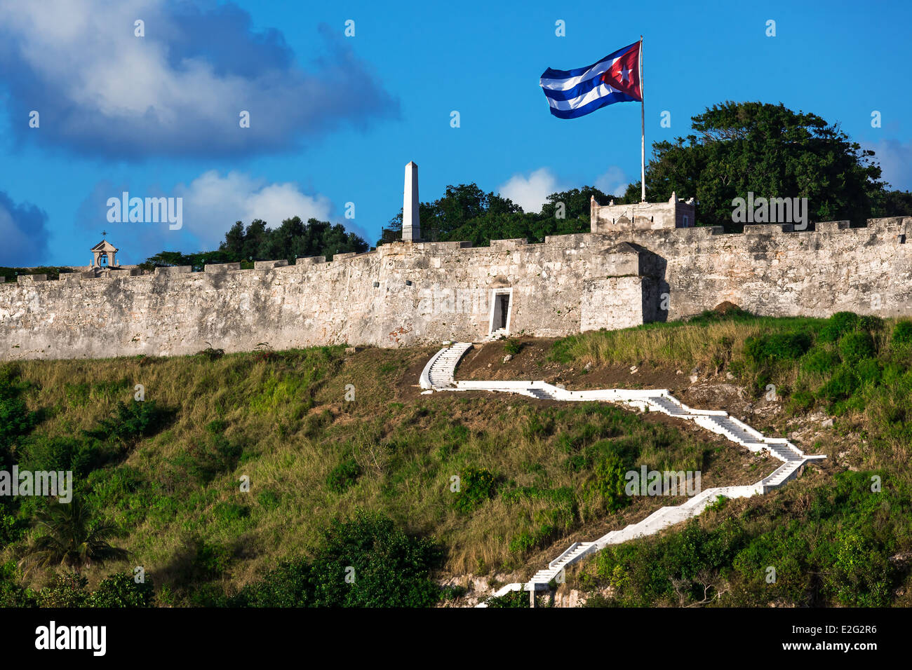 stairs in the old fort with the flag Stock Photo - Alamy