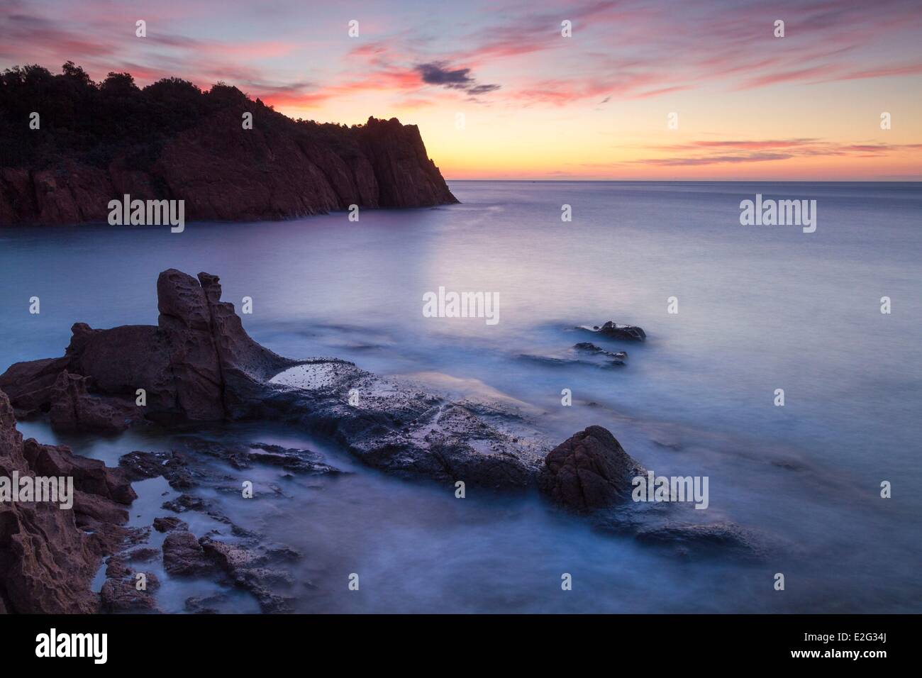 France Var Corniche de l'Esterel Saint Raphael Le Trayas rocky coast ...
