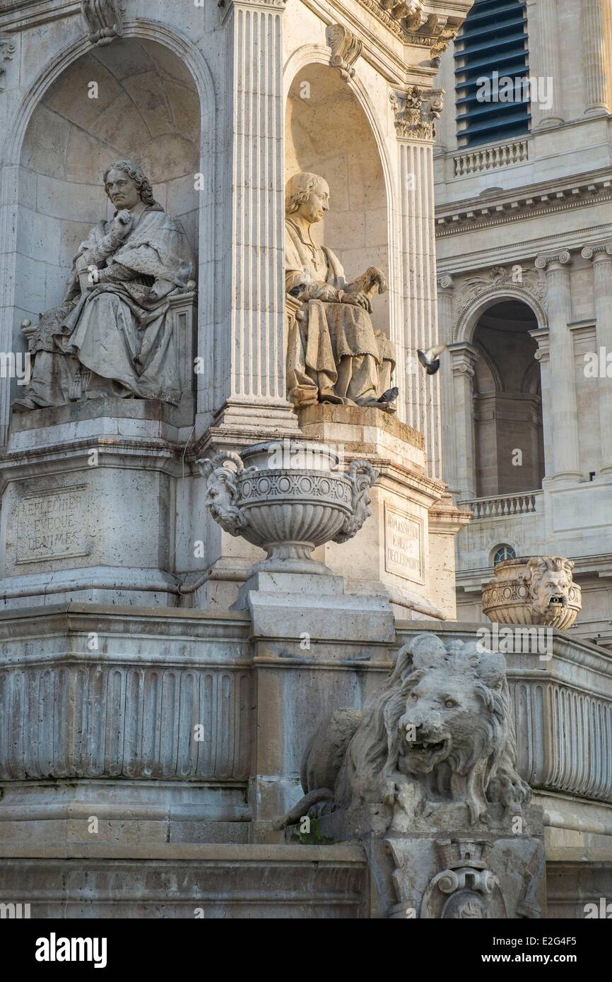France Paris fountain Saint-Sulpice Saint-Sulpice square Stock Photo ...