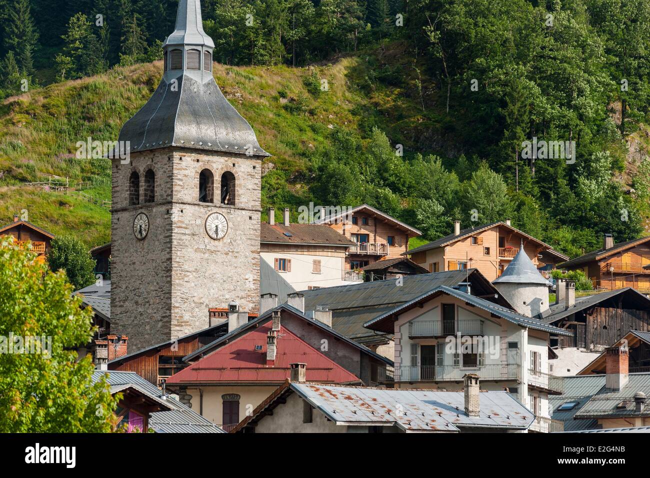 France Savoie Beaufortain massif Beaufort or Beaufort-sur-Doron nestled ...