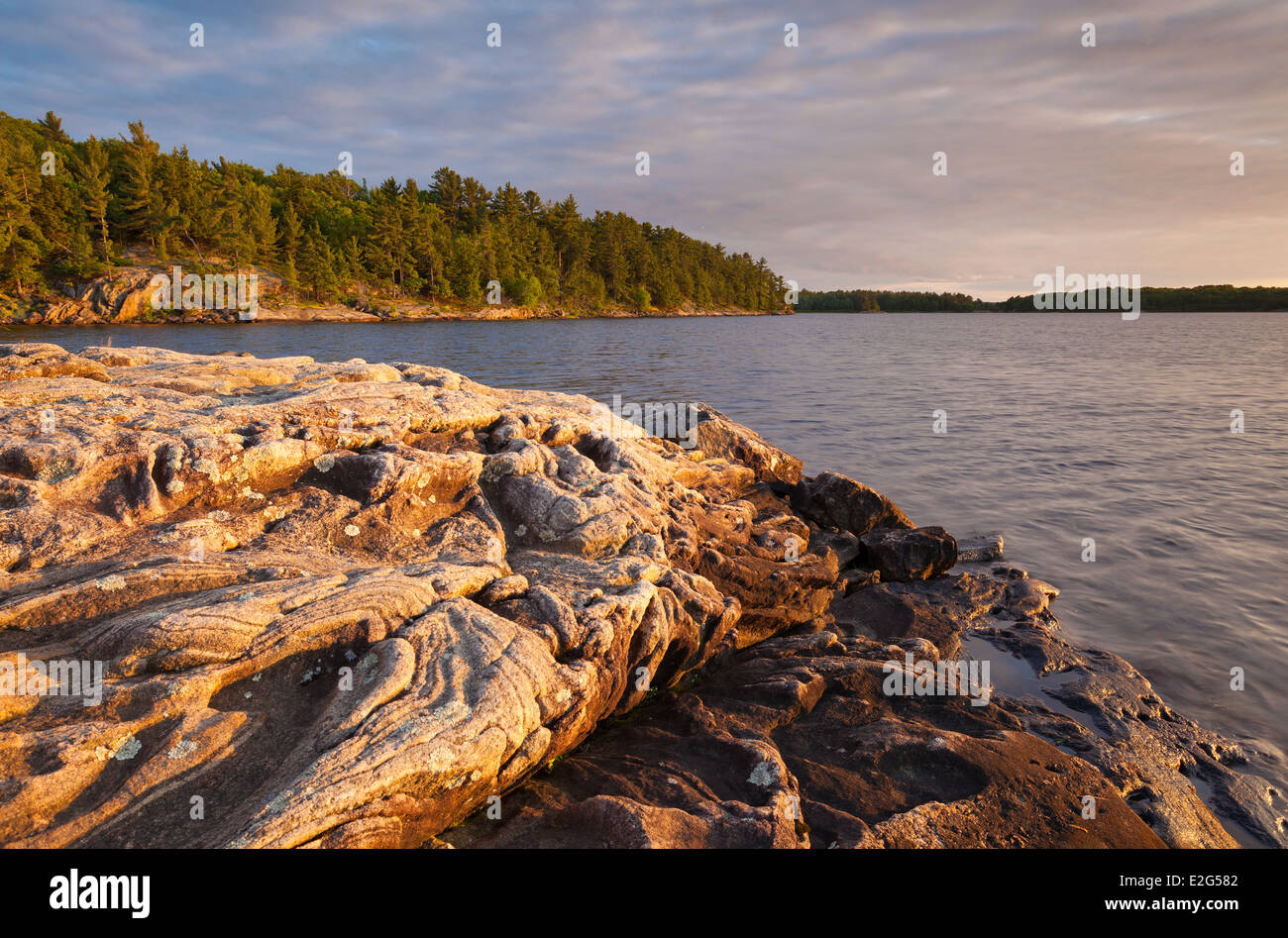 Sunset over unique rock formations on Georgian Bay. The Massasauga ...