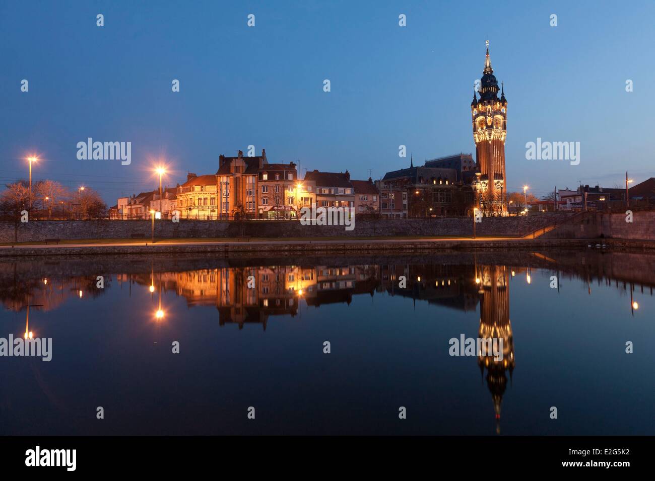 France Pas de Calais Calais city hall of Calais topped by a belfry ...