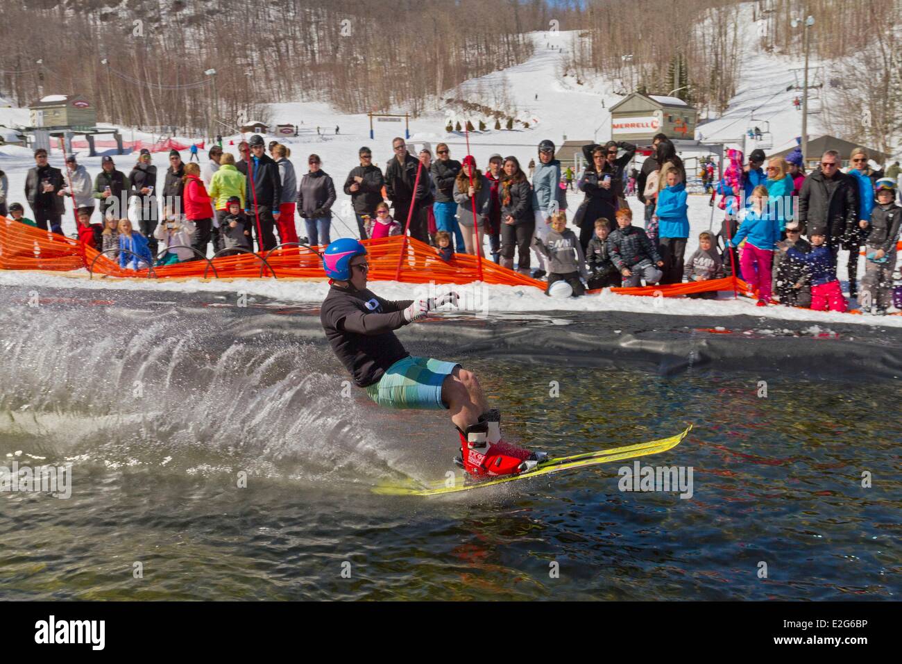 Canada Quebec province the Laurentians Morin Heights spring skiing ...