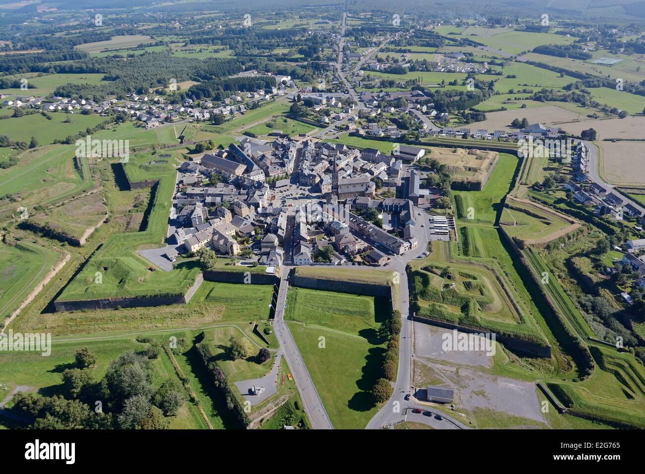 France Ardennes the citadel of Rocroi fortified by Vauban (aerial view ...