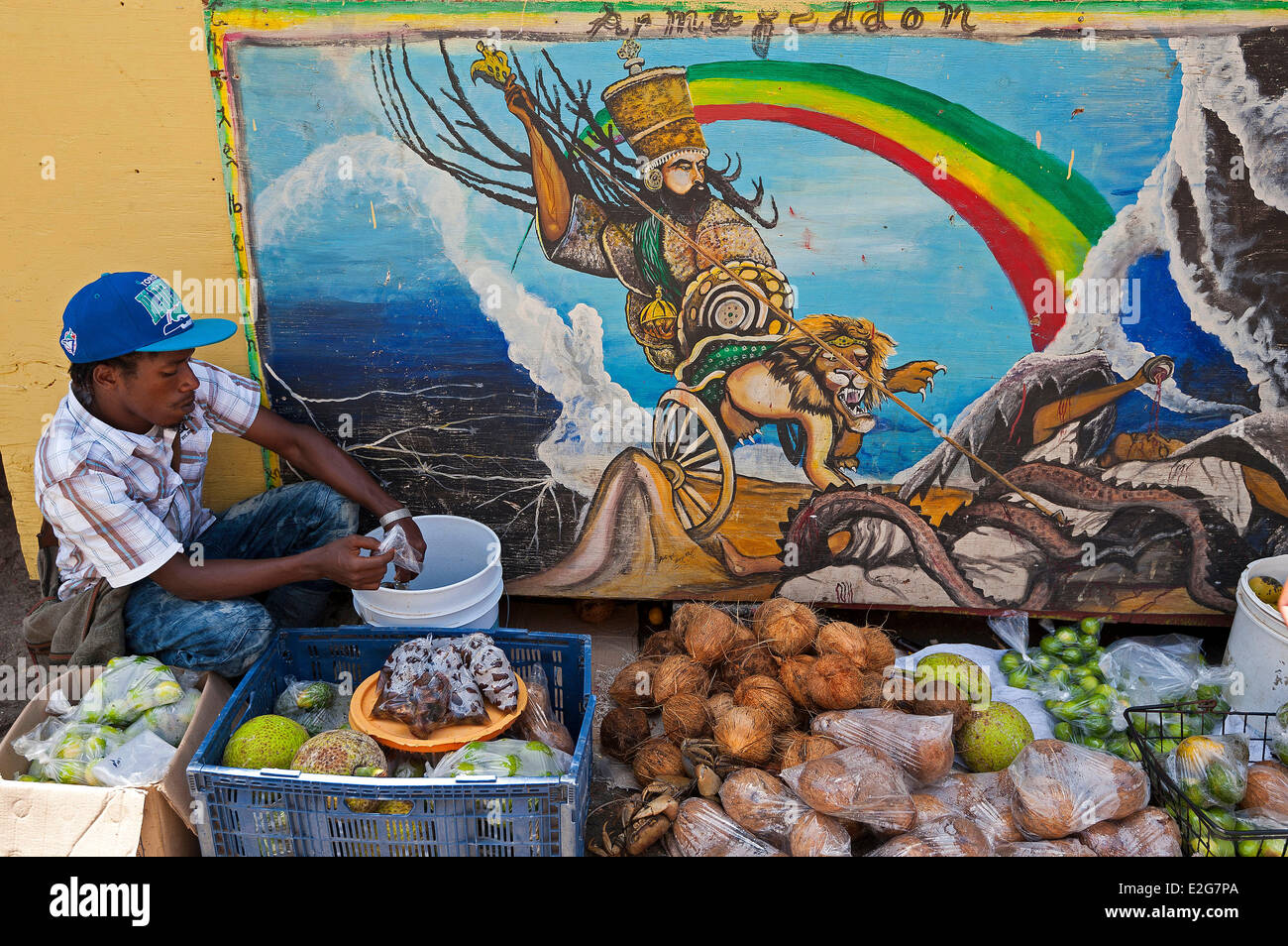 Grenada Island Saint George Fruit vegetable and spice market Stock ...