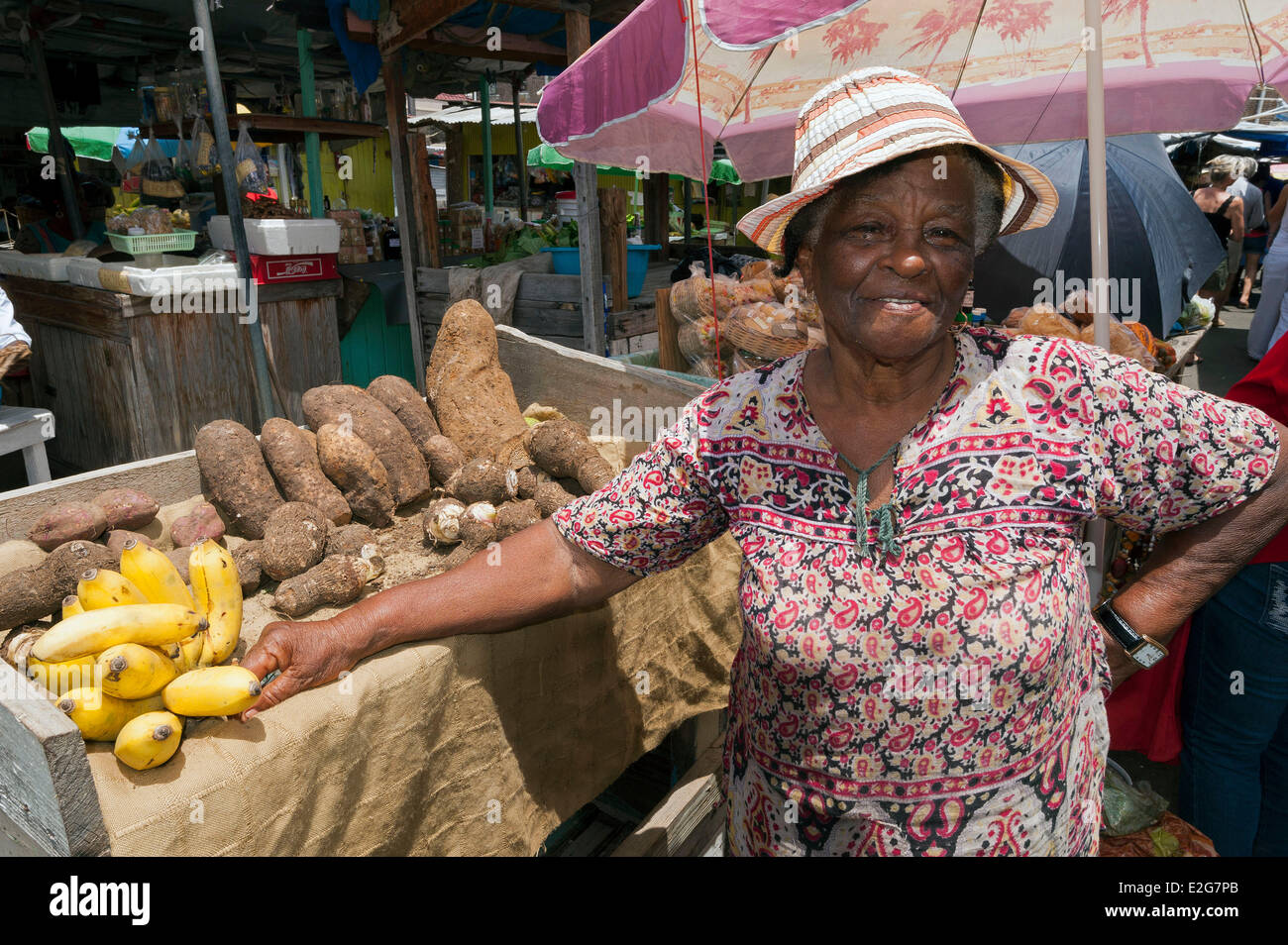 Grenada Island Saint George Fruit vegetable and spice market Stock ...