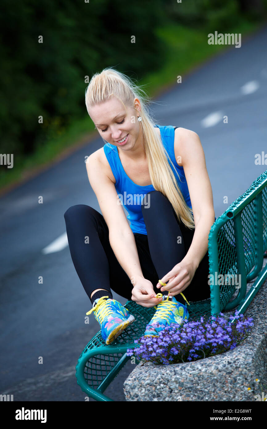 happy young woman going running Stock Photo - Alamy