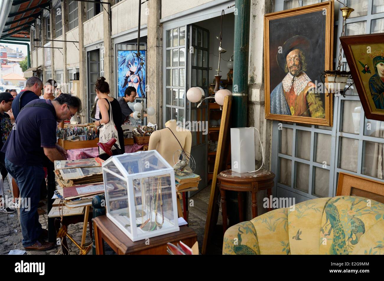 Portugal Lisbon Alfama district campo de Santa Clara flea market Feira ...