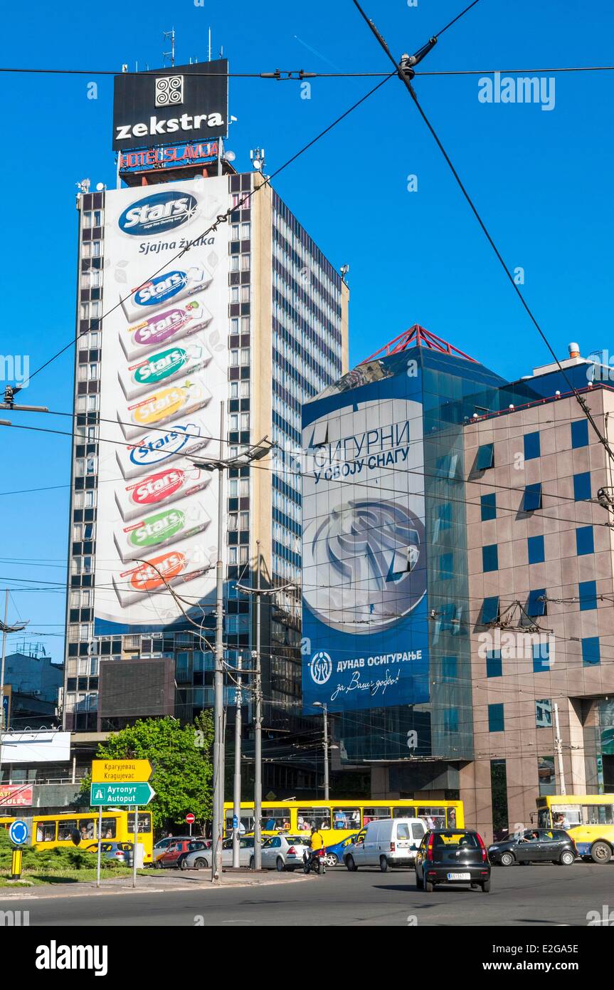 Serbia Belgrade downtown bus on Slavija square Stock Photo - Alamy