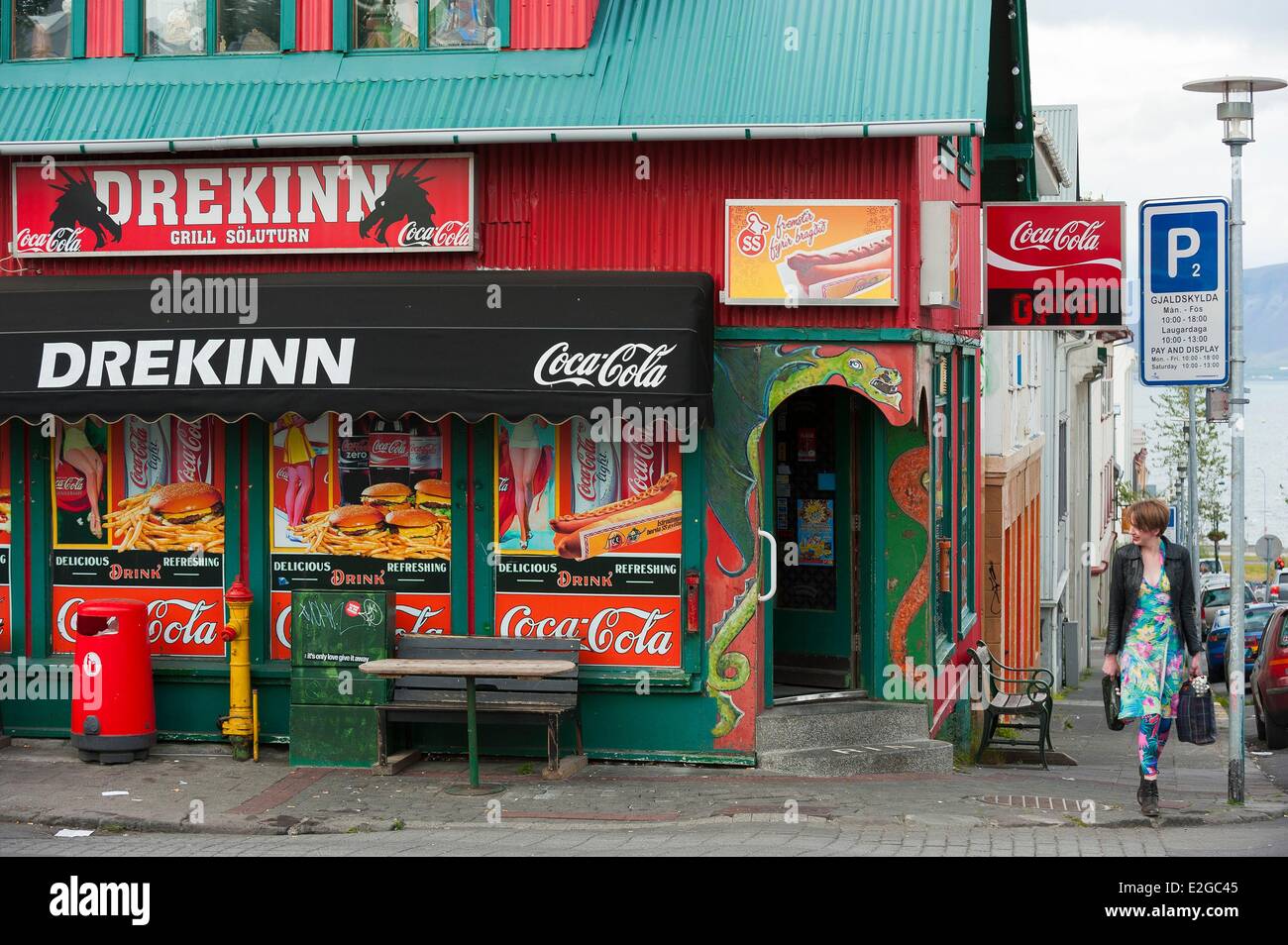 Iceland Reykjavik downtown cafes and bars Stock Photo - Alamy