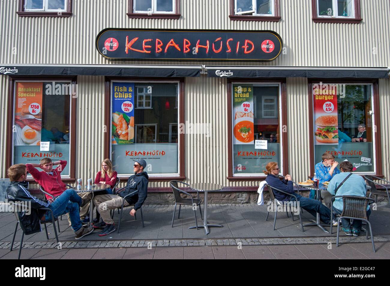 Iceland Reykjavik downtown cafes and bars Stock Photo - Alamy
