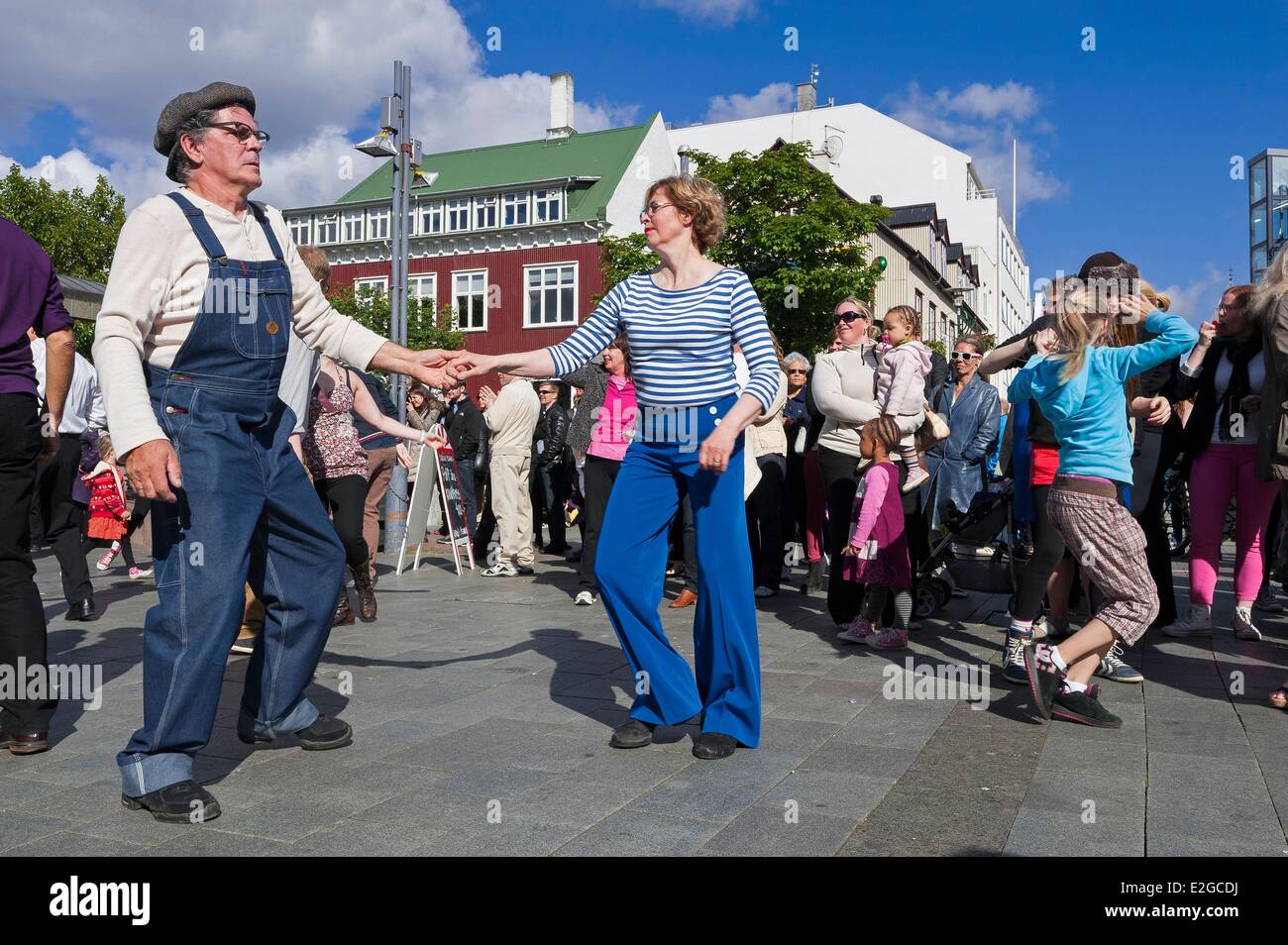 Iceland Reykjavik National Day festivities dancing on the street Stock ...