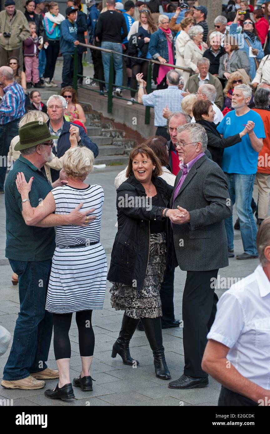 Iceland Reykjavik National Day festivities dancing on the street Stock ...