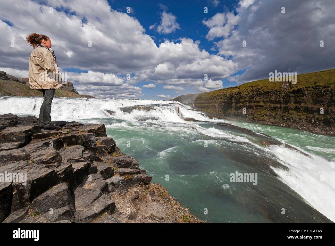 Iceland Vesturland Region waterfall of Gullfoss Stock Photo - Alamy