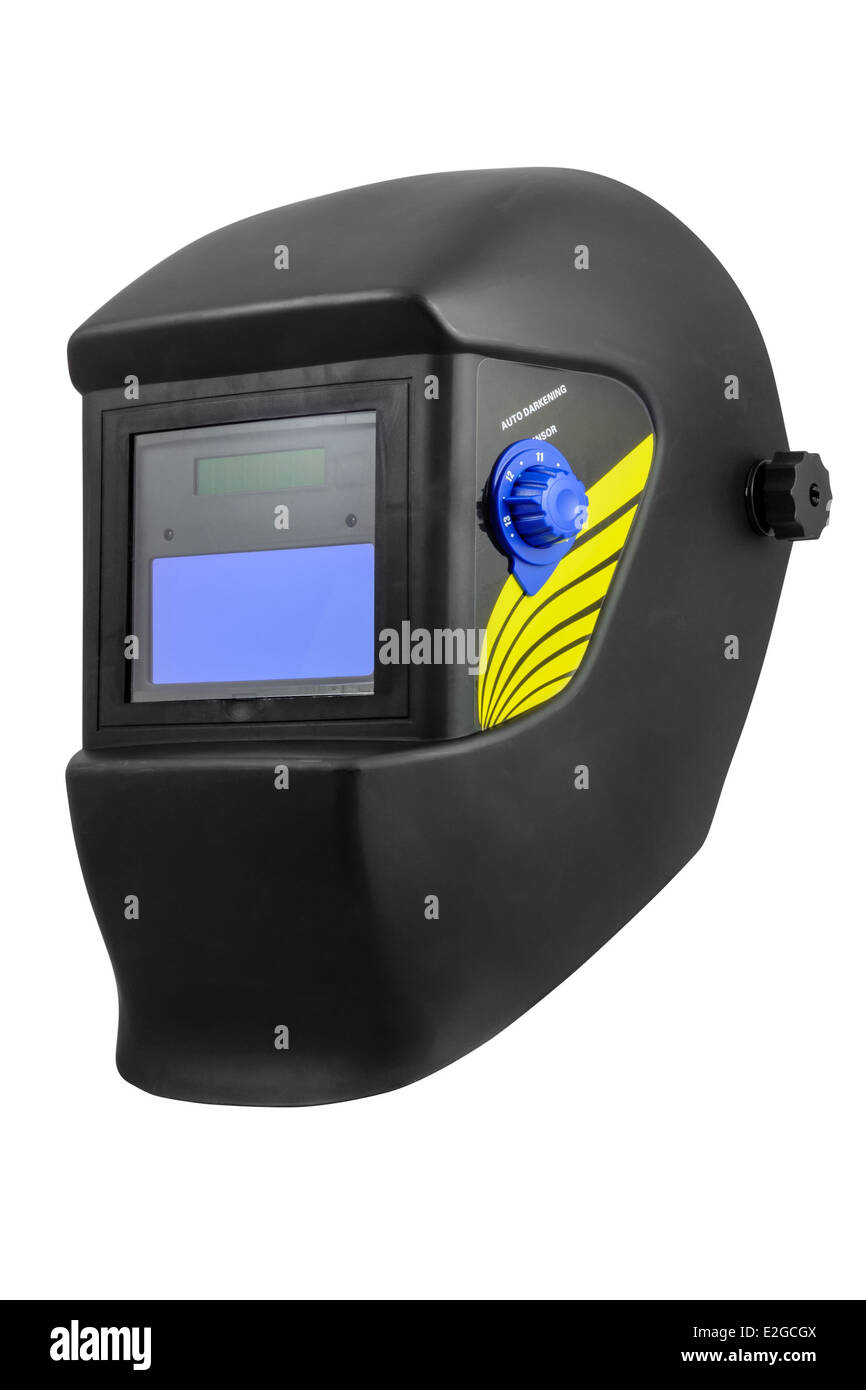 Automatic dimming welding mask. Isolated on white background with ...