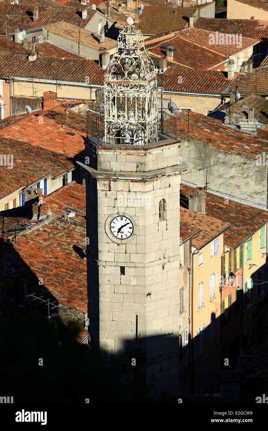 France Var Gonfaron clock tower (16th century Stock Photo - Alamy