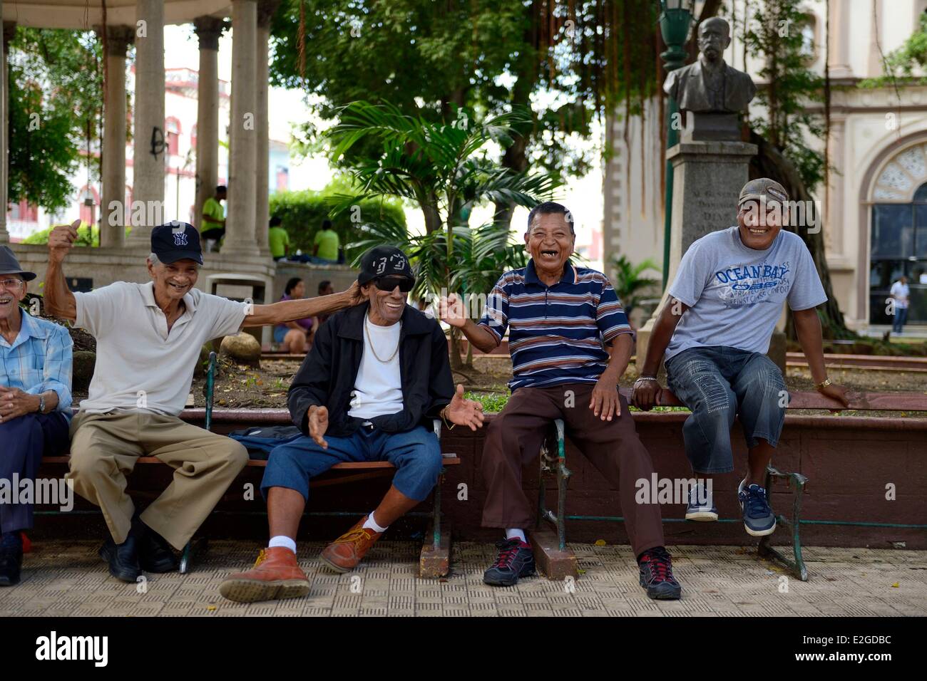 Panama Panama City Santa Ana neighborhood group of men talking and ...