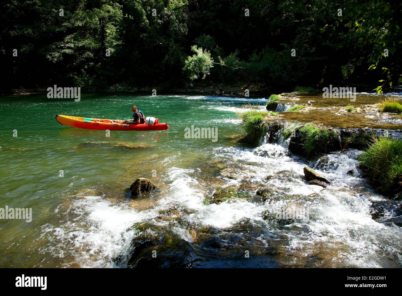 France Var Provence Verte Vallee de l'Argens canoeing on Argens between ...