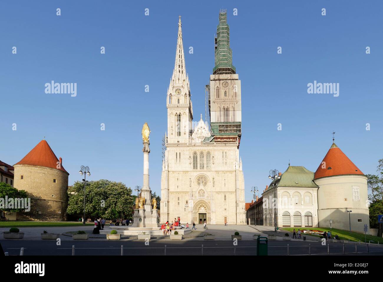 Croatia Zagreb Kaptol district cathedral square and cathedral of ...