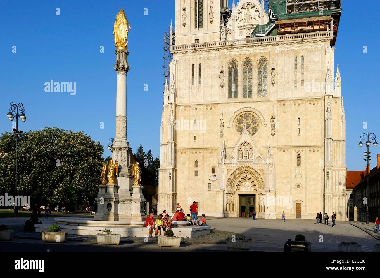 Croatia Zagreb Kaptol district cathedral square and cathedral of ...