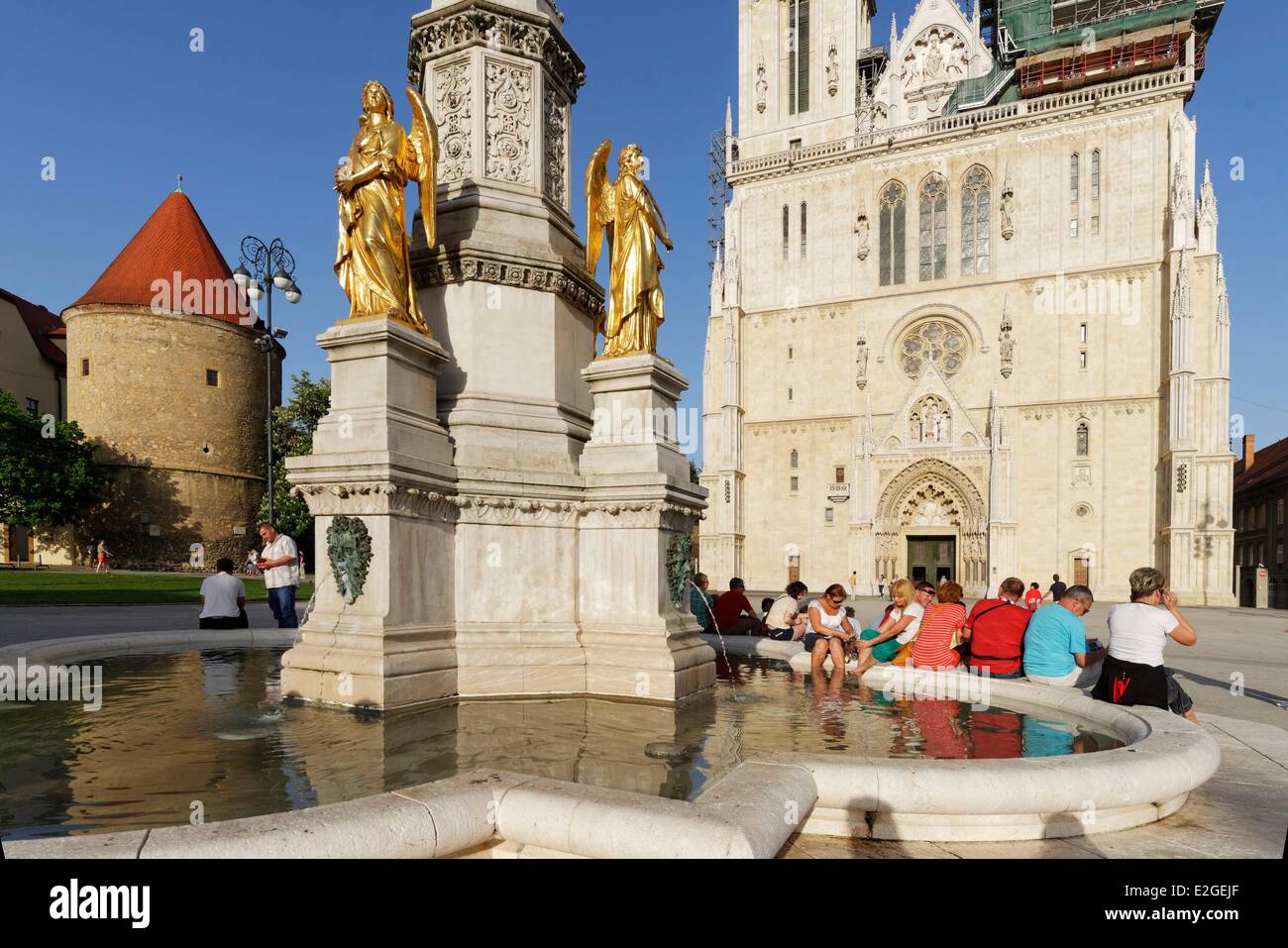 Croatia Zagreb Kaptol district cathedral square and cathedral of ...