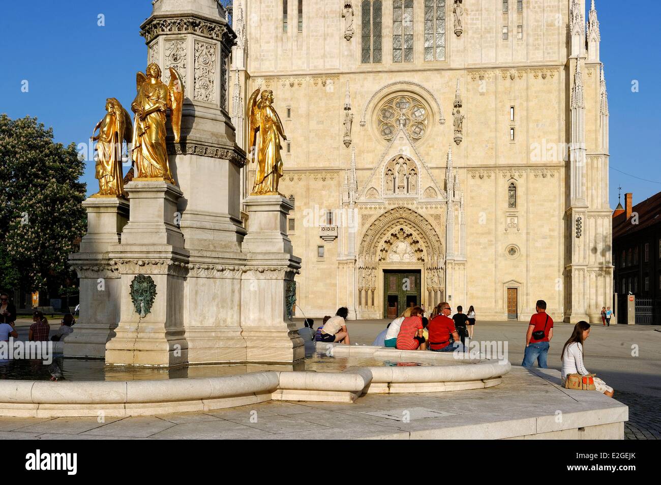 Croatia Zagreb Kaptol district cathedral square and cathedral of ...