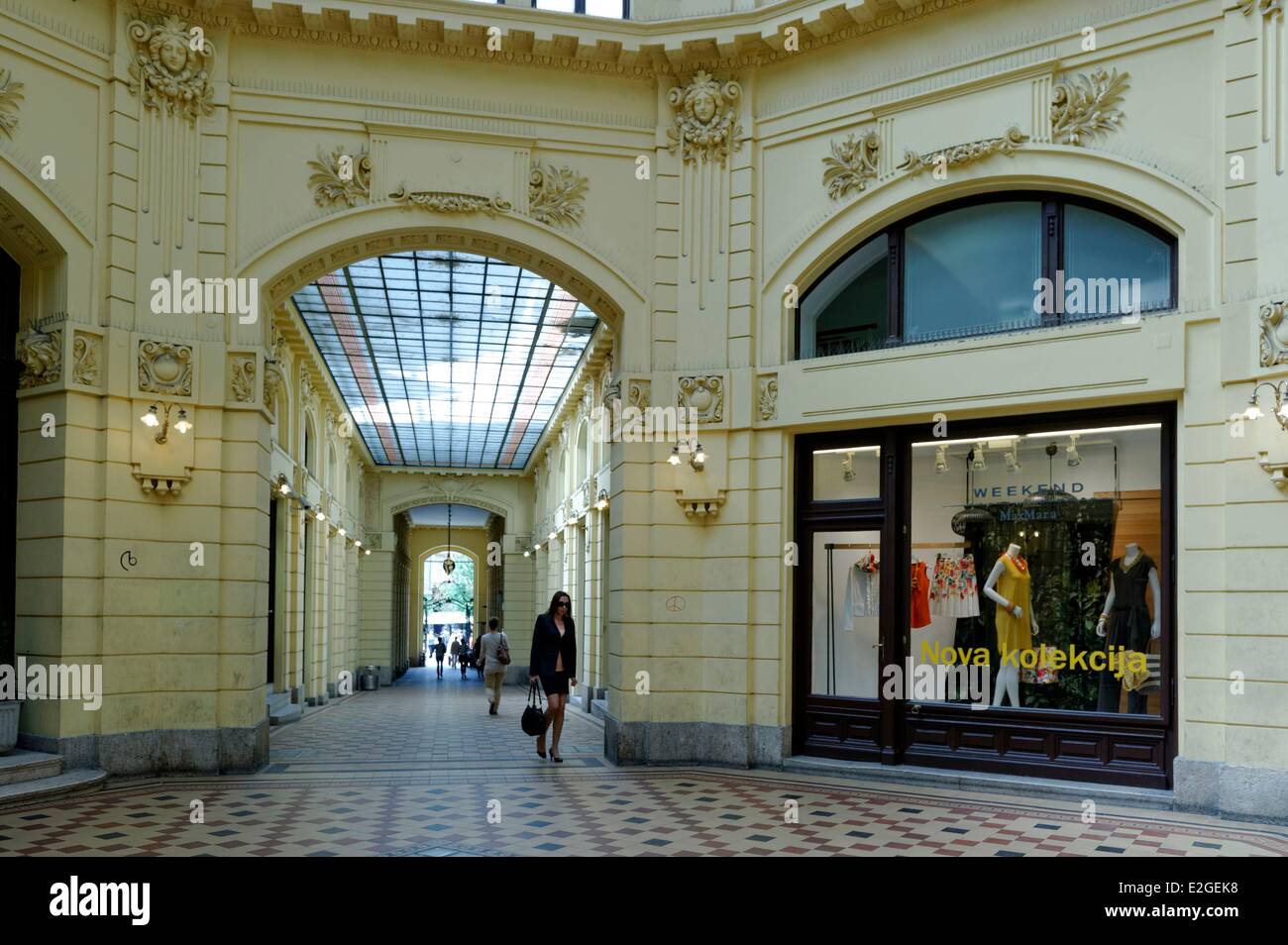 Croatia Zagreb Oktogon covered passageway glass roof of 1900's era in ...