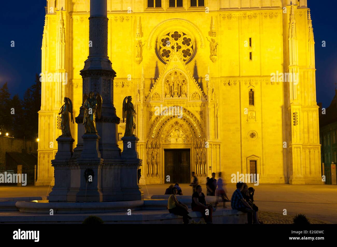 Croatia Zagreb Kaptol district cathedral square and cathedral of ...