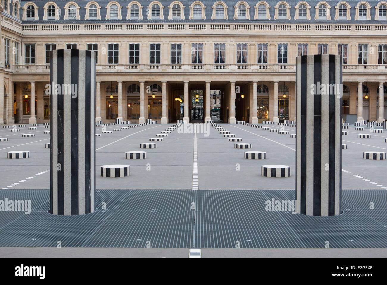 France Paris Colonnes by Daniel Buren in Ministry of Culture courtyard ...