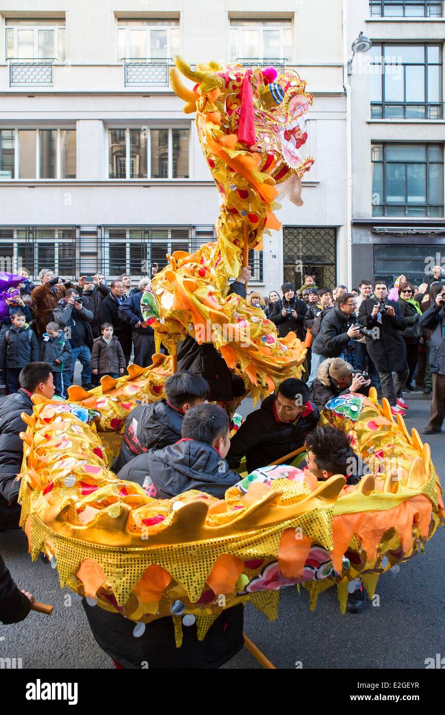 France Paris dance of dragoon at chinese New year's parade Stock Photo ...