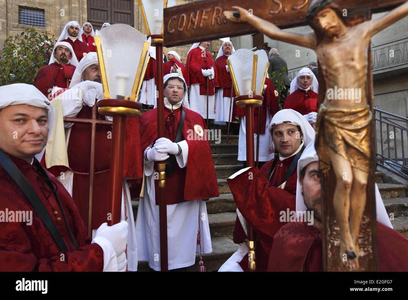 Italy Sicily Enna procession of Good Friday Stock Photo - Alamy