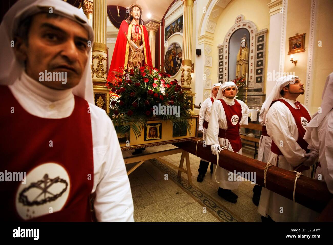 Italy Sicily Enna Easter procession on Palm Sunday Stock Photo - Alamy