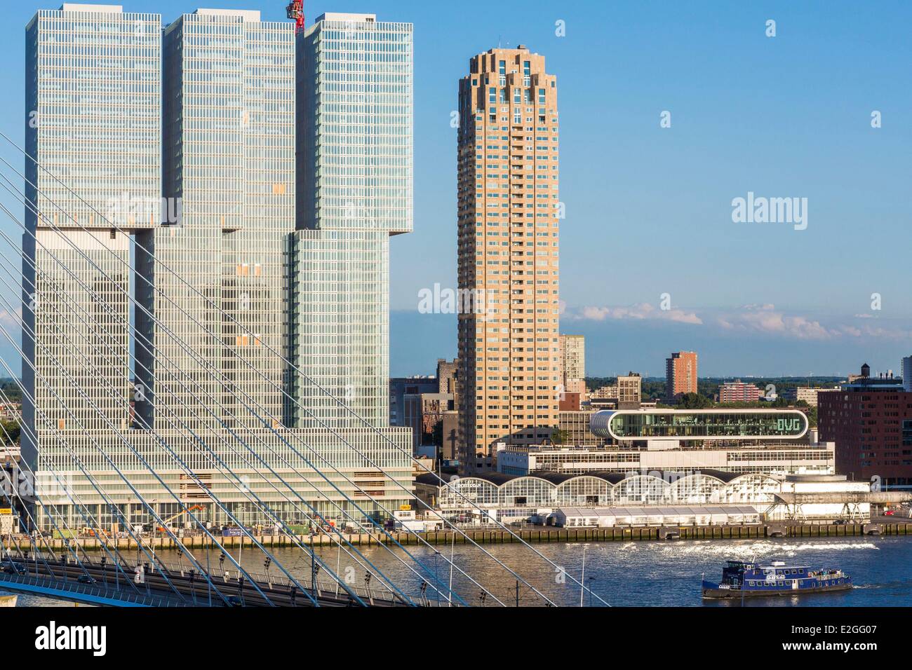 Netherlands South Holland Rotterdam Southbank area along Nieuwe Maas ...