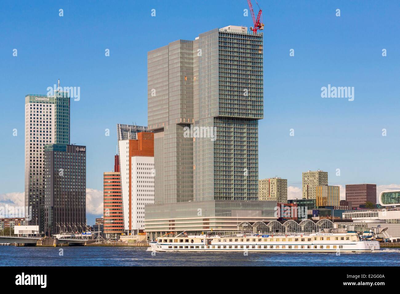 Netherlands South Holland Rotterdam Southbank area along Nieuwe Maas ...