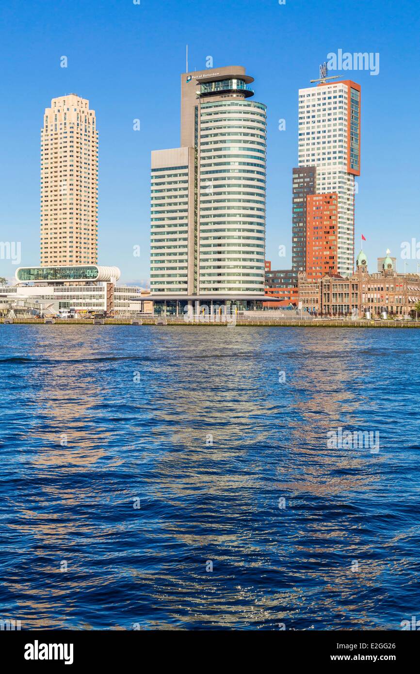 Netherlands South Holland Rotterdam overlooking Nieuwe Maas river and ...