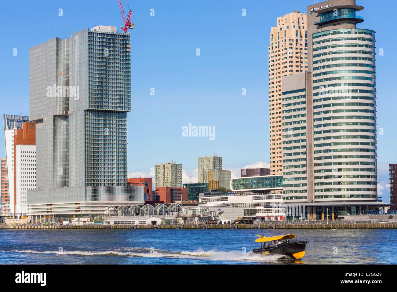 Netherlands South Holland Rotterdam Southbank area along Nieuwe Maas ...