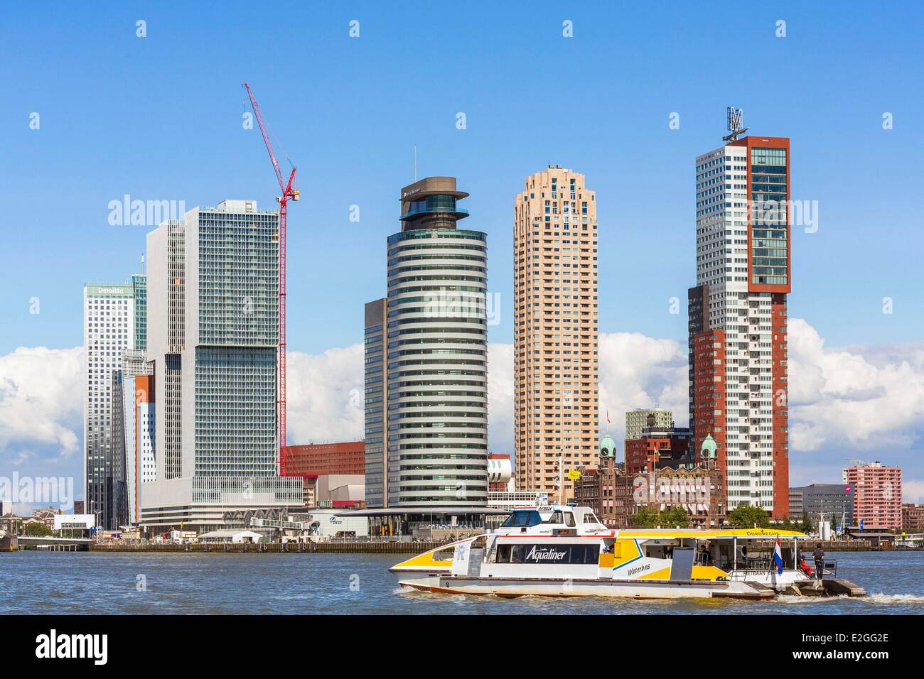 Netherlands South Holland Rotterdam overlooking Nieuwe Maas river and ...