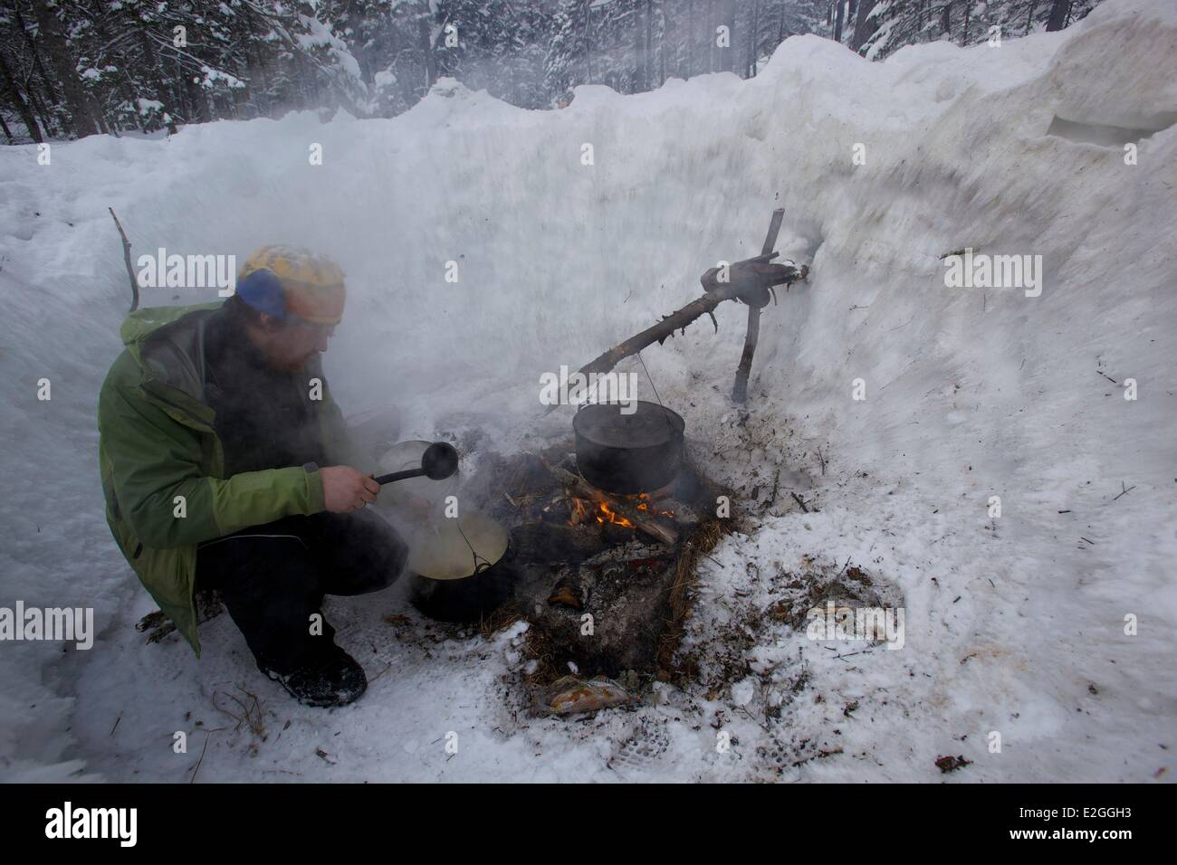 Russia Siberia country ski on Khamar Daban mountains on east side of ...